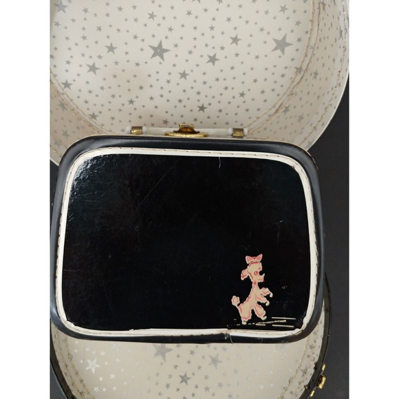 Source Unknown | Bags | Vintage 4s50s Set 2 Black Vinyl Hat Box ...
